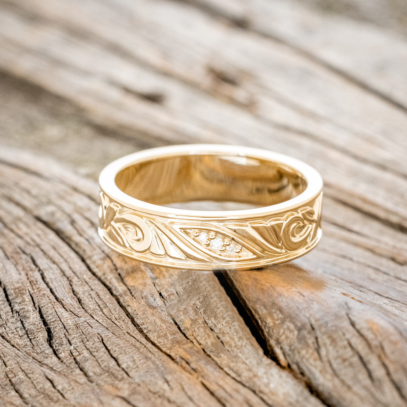 Floral Filigree Men's Engagement Ring with Diamond Accents