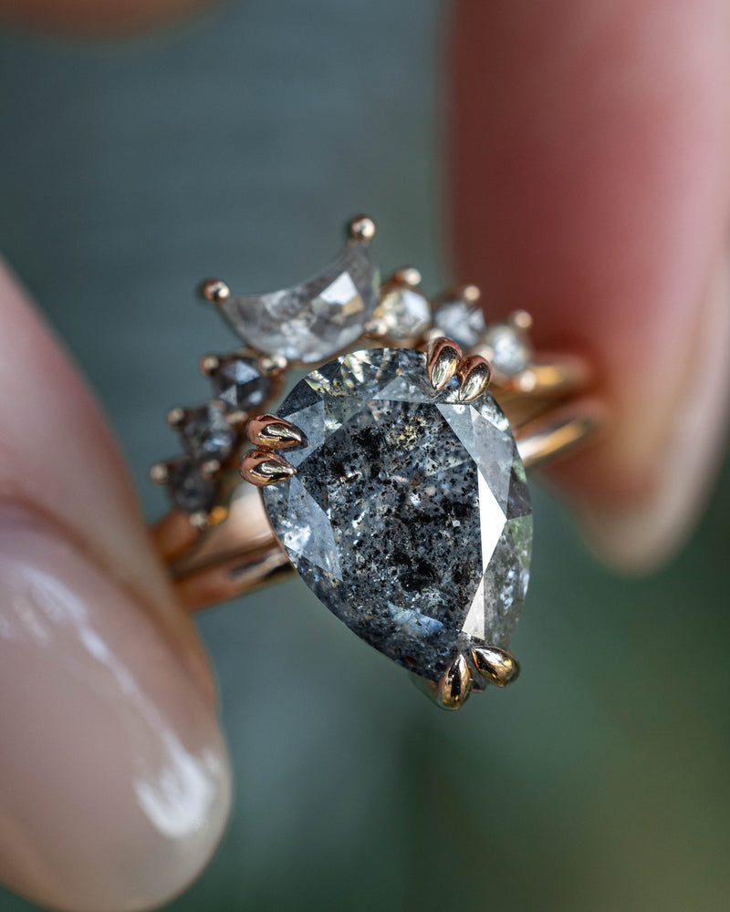 One-Of-A-Kind "Andromeda" Pear Salt & Pepper Diamond Engagement Ring