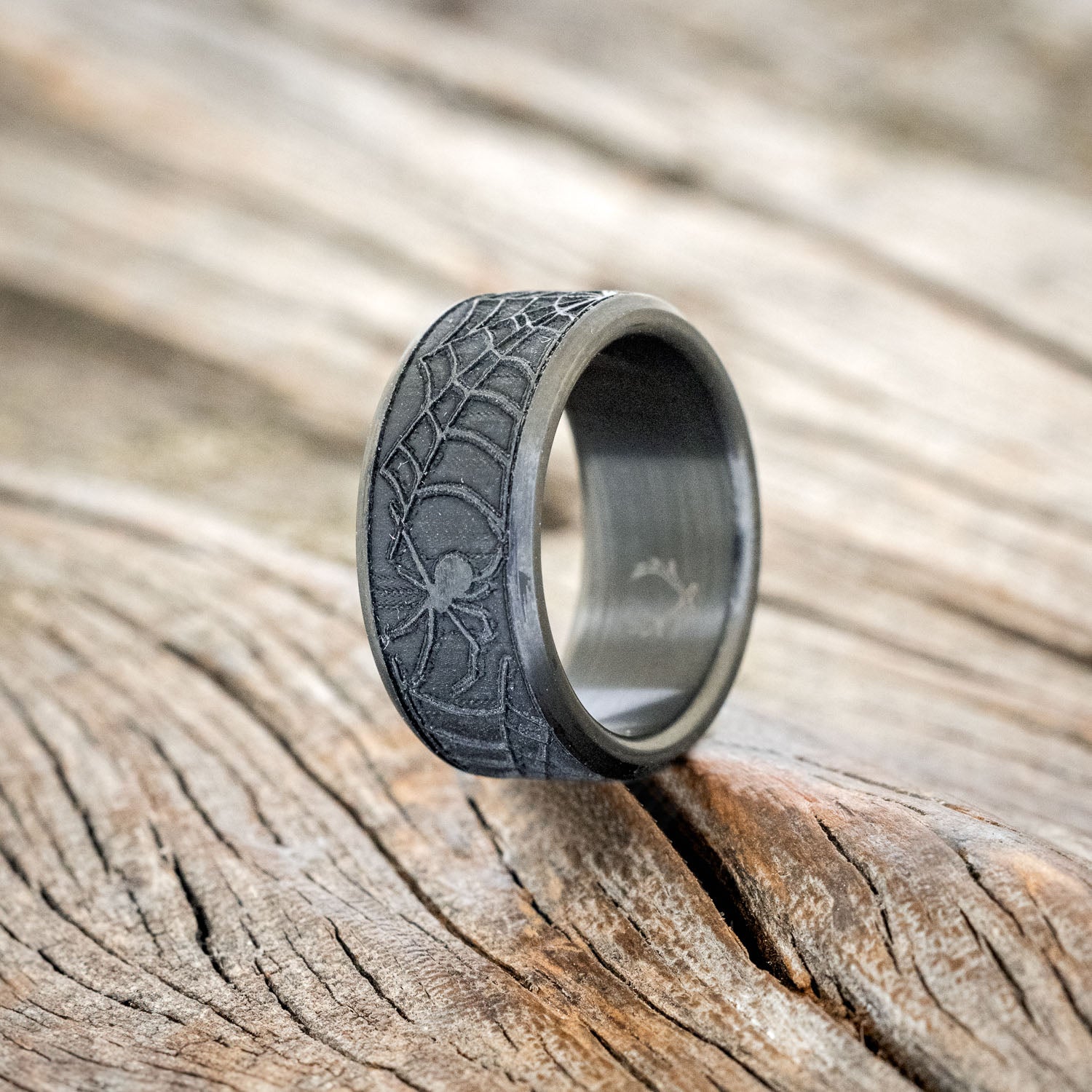 "Legacy" Channel Embossed Spider & Web Wedding Band | Staghead Designs