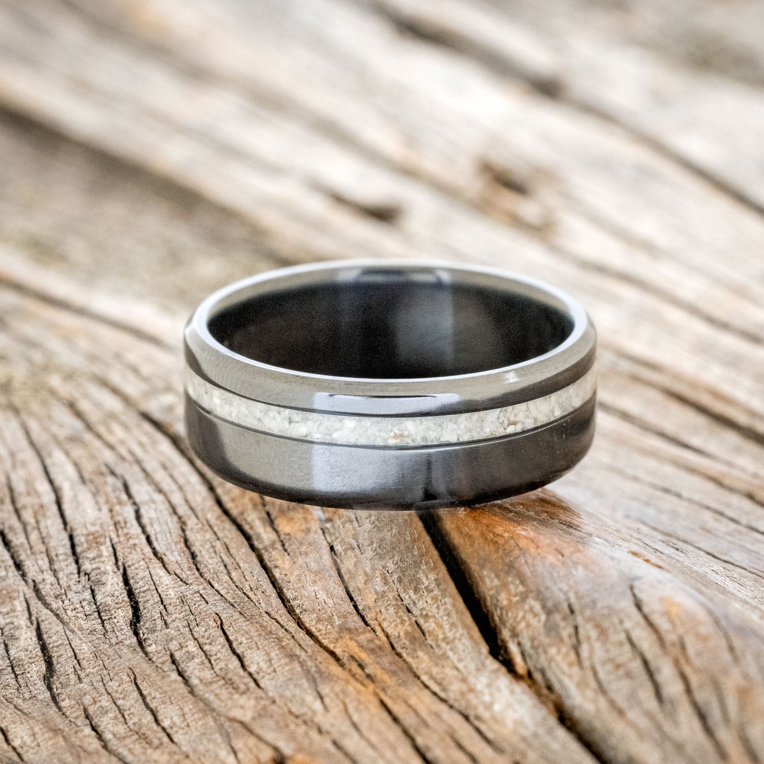 "VERTIGO" - ELK TOOTH IVORY WEDDING RING