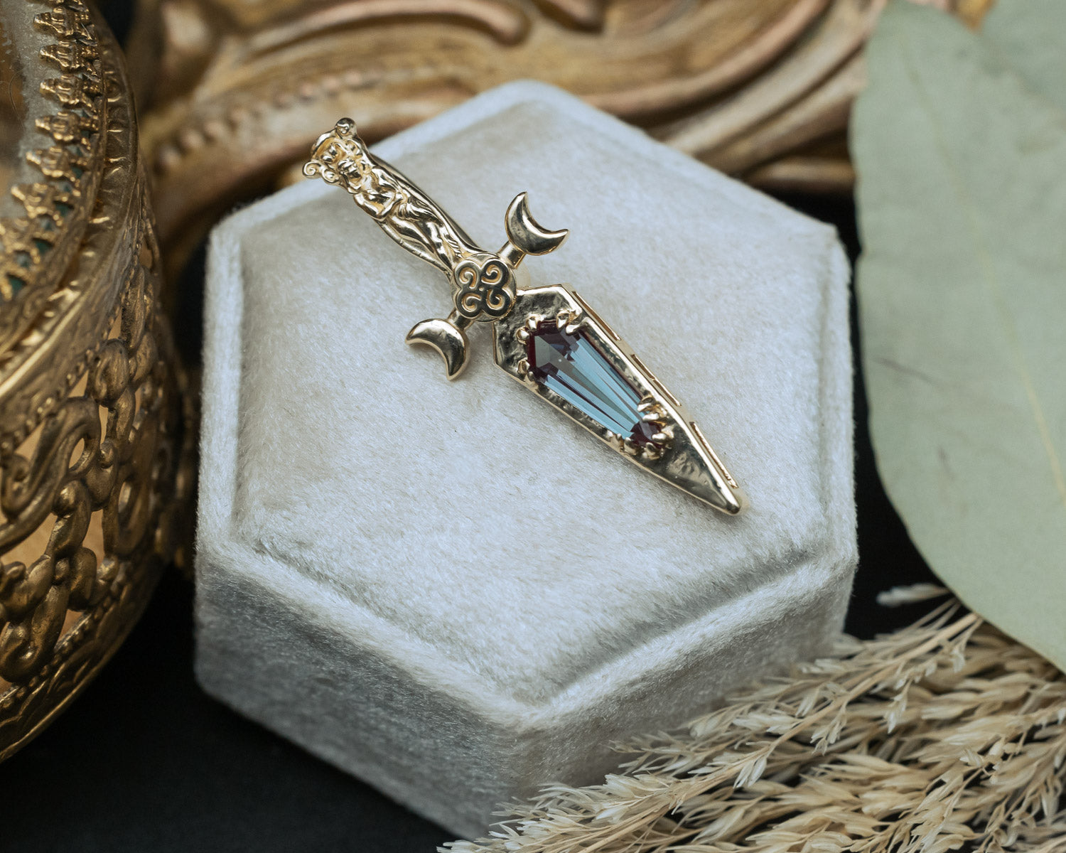 Goddess Dagger Pendant in 14K Gold with Alexandrite | Staghead Designs