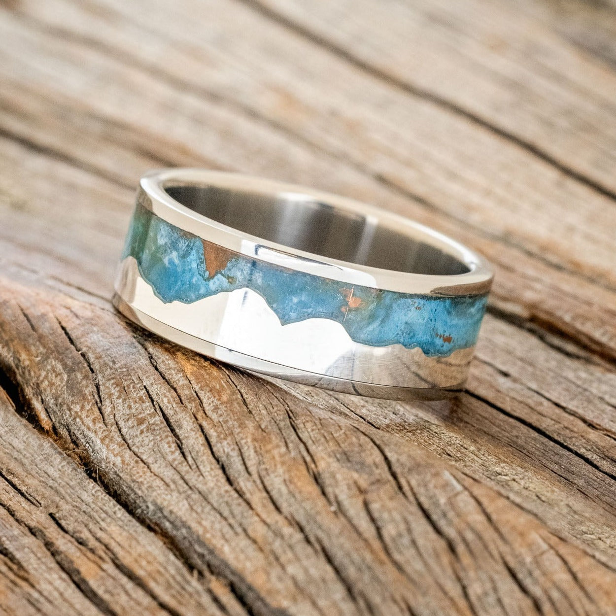 "Helios" Patina Copper Wedding Band Featuring The Himalayas Mountains