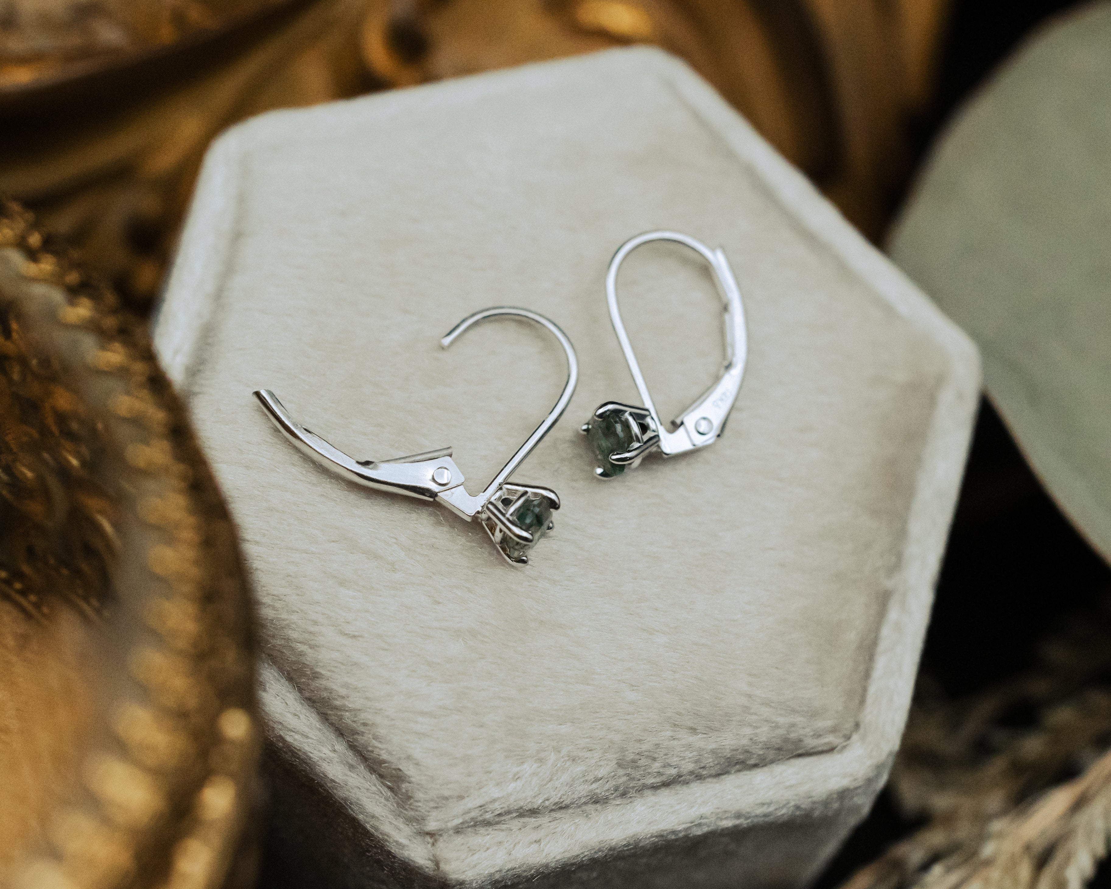 Moss Agate Earrings In 14K Gold | Staghead Designs