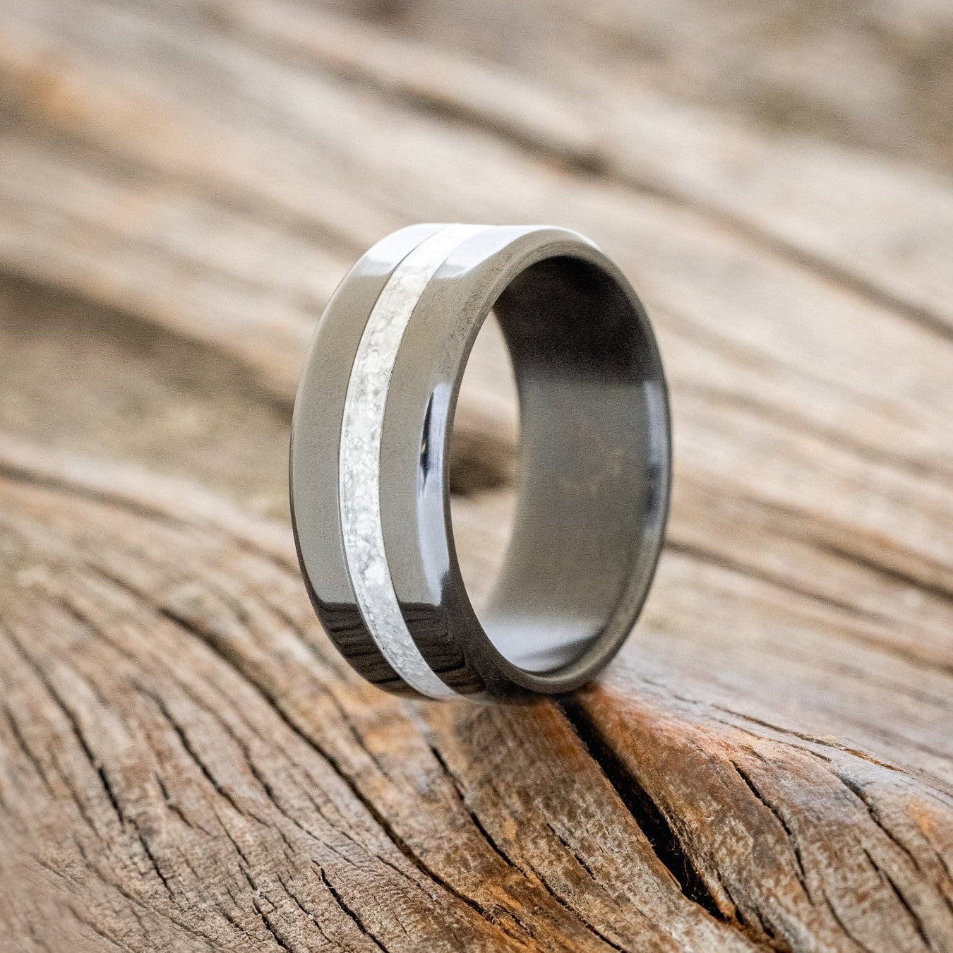 "Nirvana" Centered Granite Men's Wedding Band | Staghead Designs
