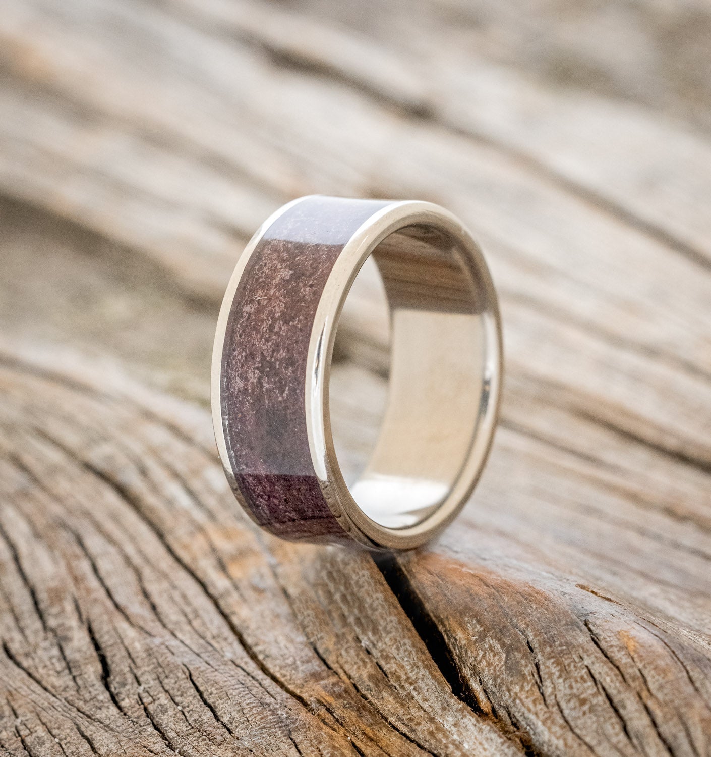"RAINIER" - PURPURITE INLAY WEDDING RING - TITANIUM - SIZE 8