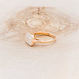"EDITH" - EMERALD CUT MOISSANITE SOLITAIRE ENGAGEMENT RING WITH DIAMON