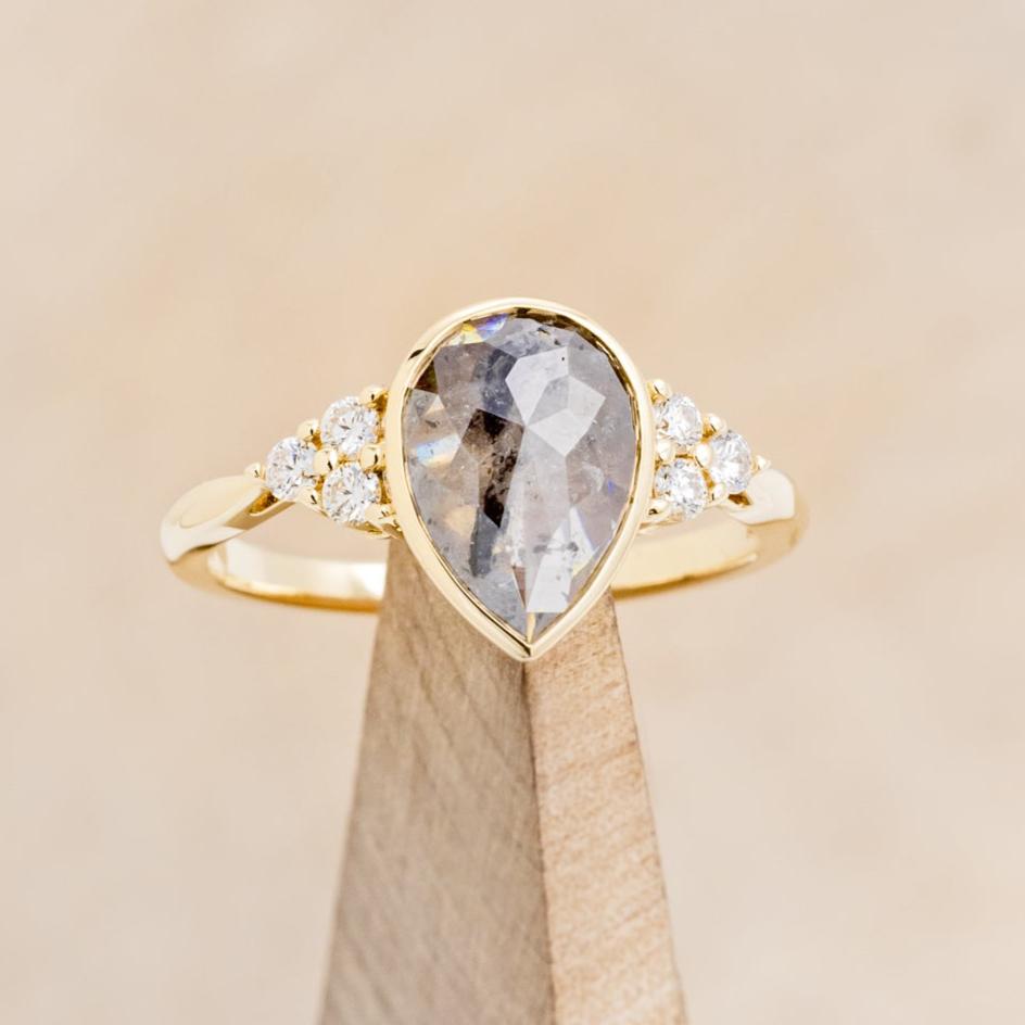 "RHEA" - BEZEL SET ENGAGEMENT RING WITH DIAMOND ACCENTS - MOUNTING ONL