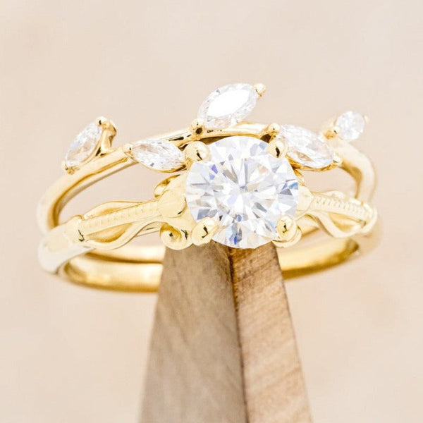 "Rosemary" - Floral-Style Engagement Ring With Round Cut Moissanite