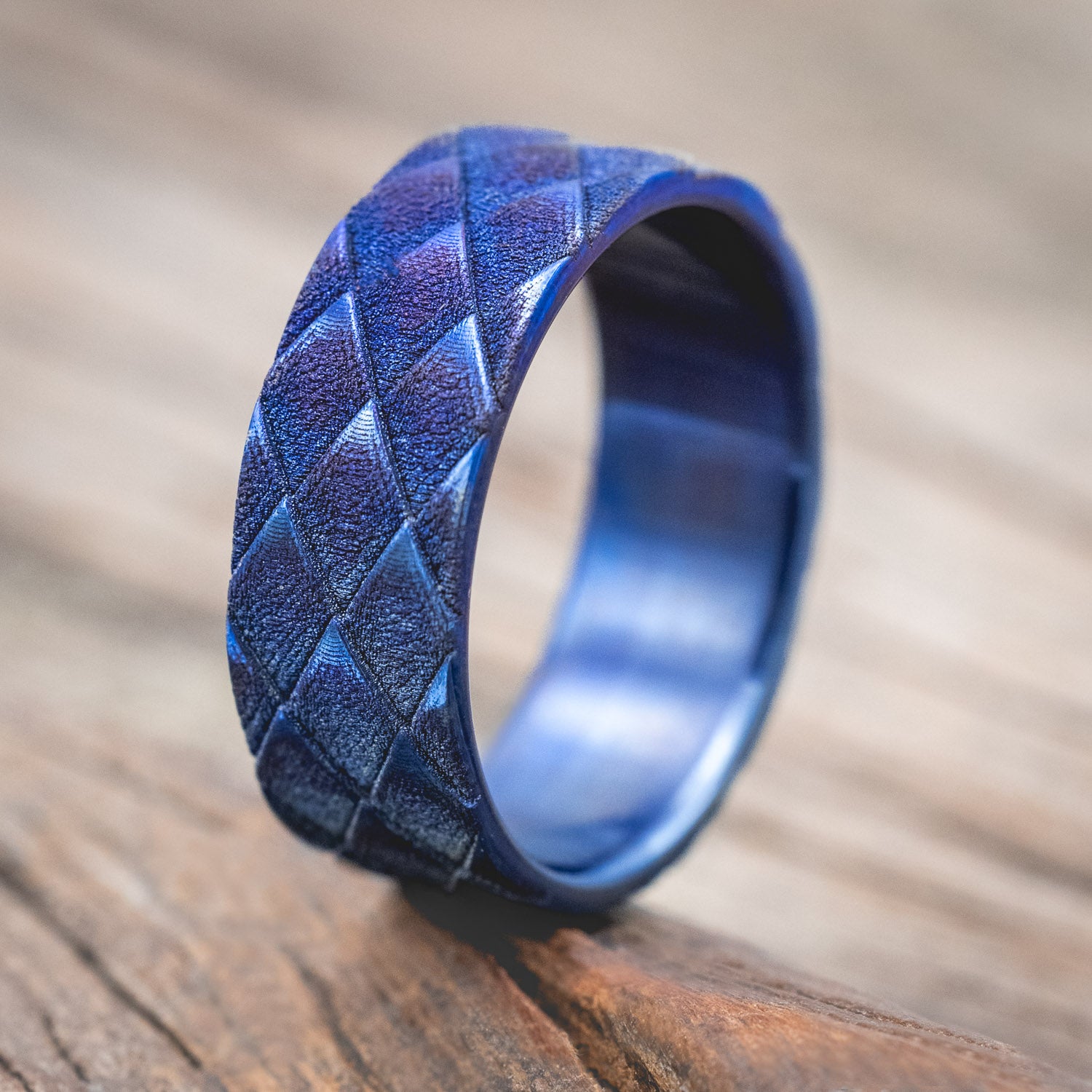 "Sigil" Fire Treated Titanium Embossed Dragon Scale Wedding Band