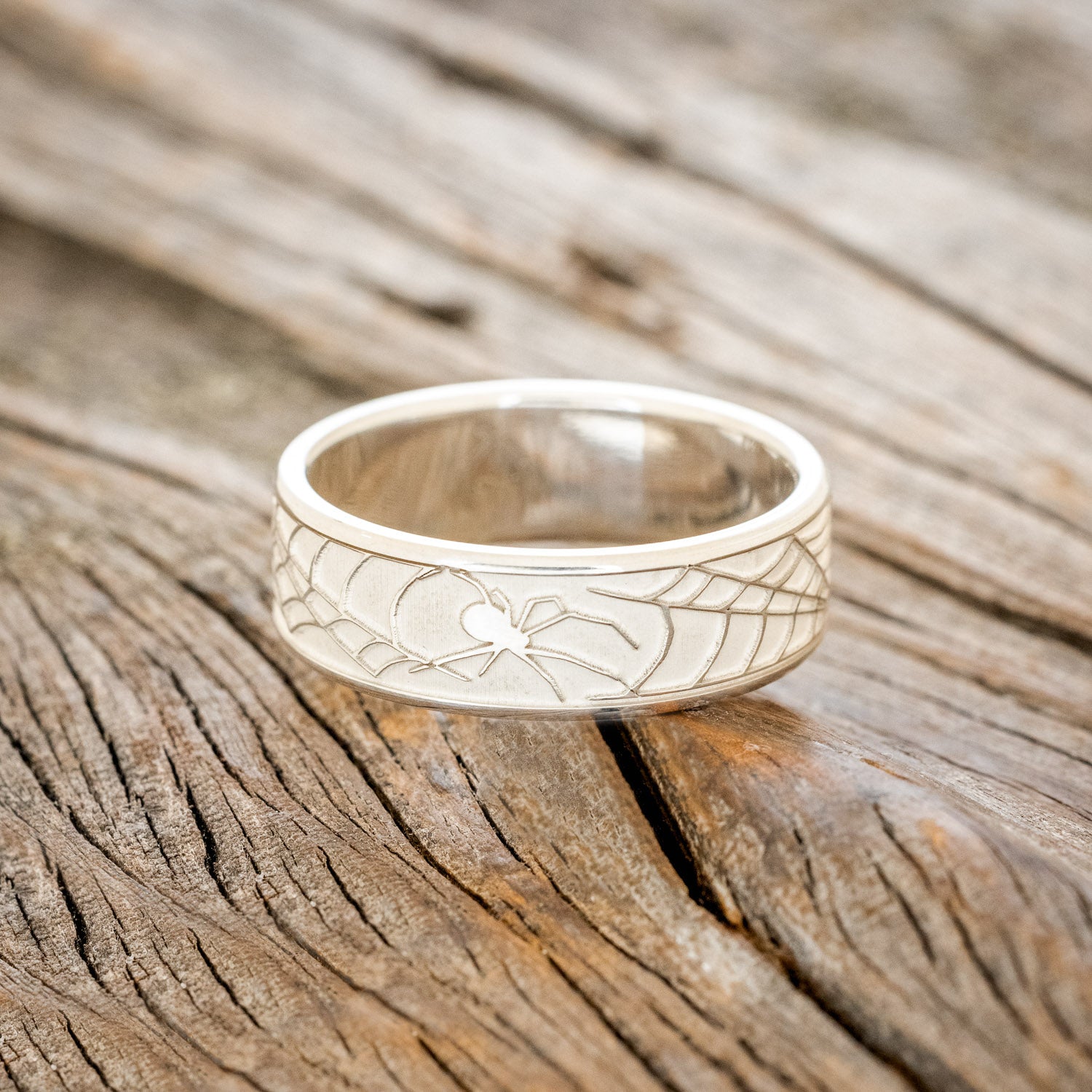 "Legacy" Channel Embossed Spider & Web Wedding Band | Staghead Designs