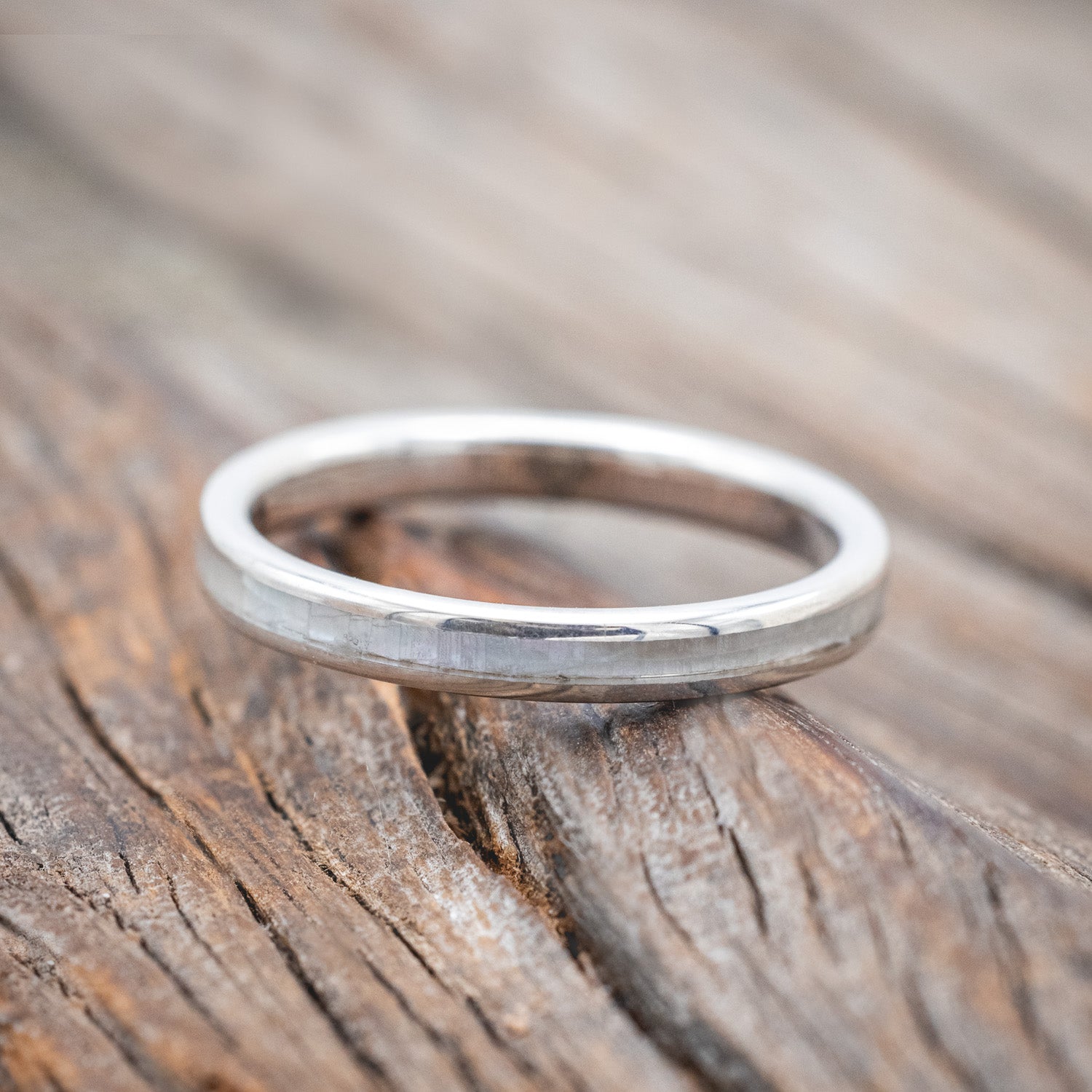 "VERTIGO" - MATCHING SET OF MOTHER OF PEARL WEDDING BANDS
