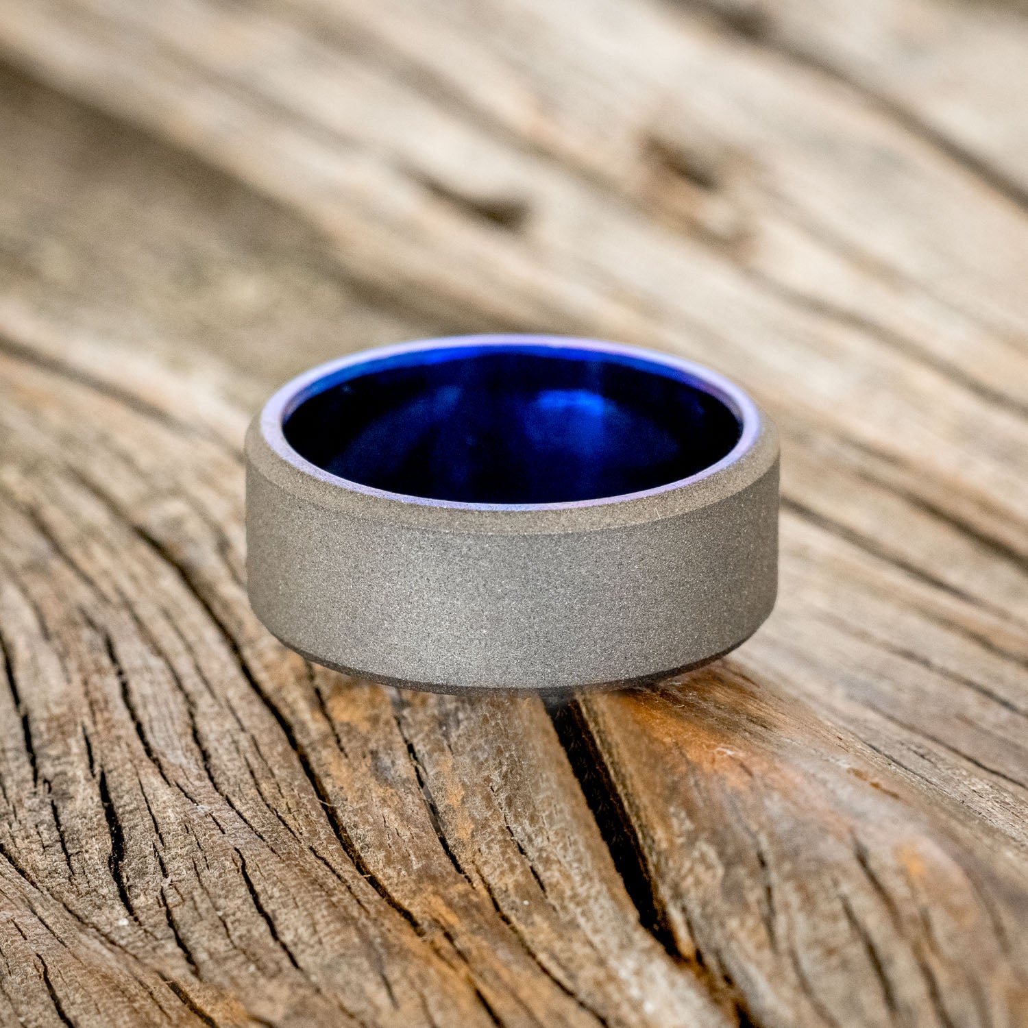 Fire-Treated Titanium Wedding Band with Sandblasted Finish