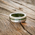 "Vertigo" Matching Set Of Moss Inlay & Lining Wedding Bands