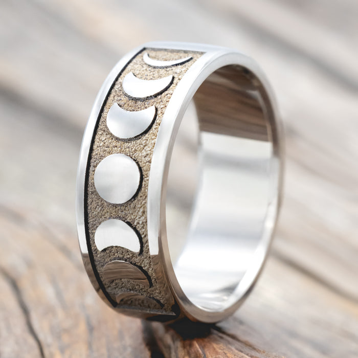 "Lucian" Custom Engraved Moon Phase Wedding Ring | Staghead Designs