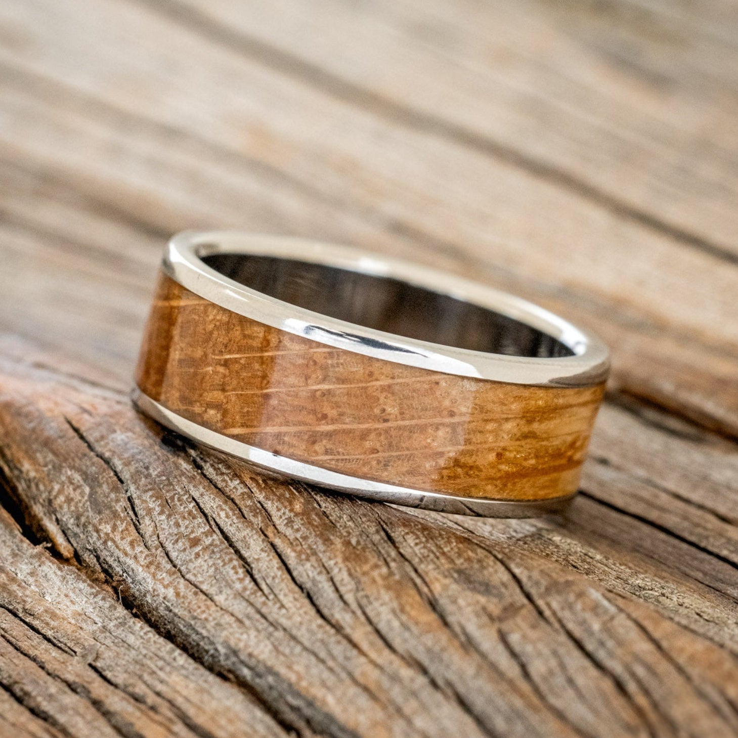 "RAINIER" - WHISKEY BARREL OAK WEDDING RING