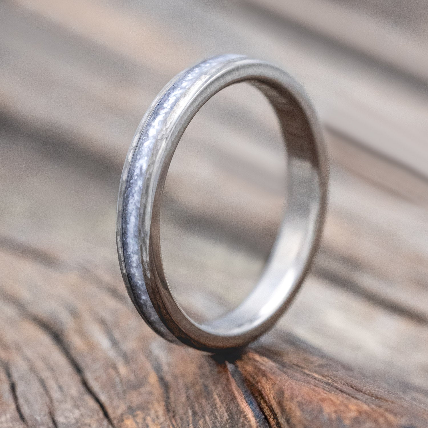 "Vertigo" Matching Set Of Diamond Dust Wedding Bands + Hammered Finish