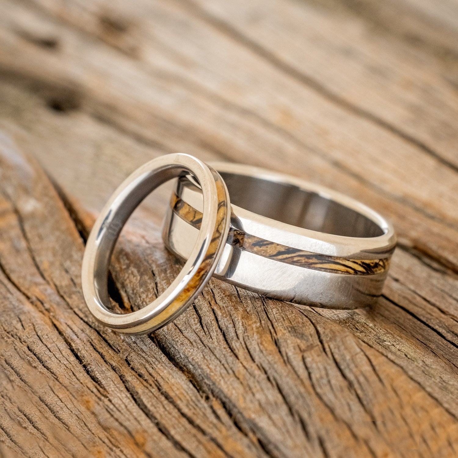 "VERTIGO" - MATCHING SPALTED MAPLE WEDDING BANDS