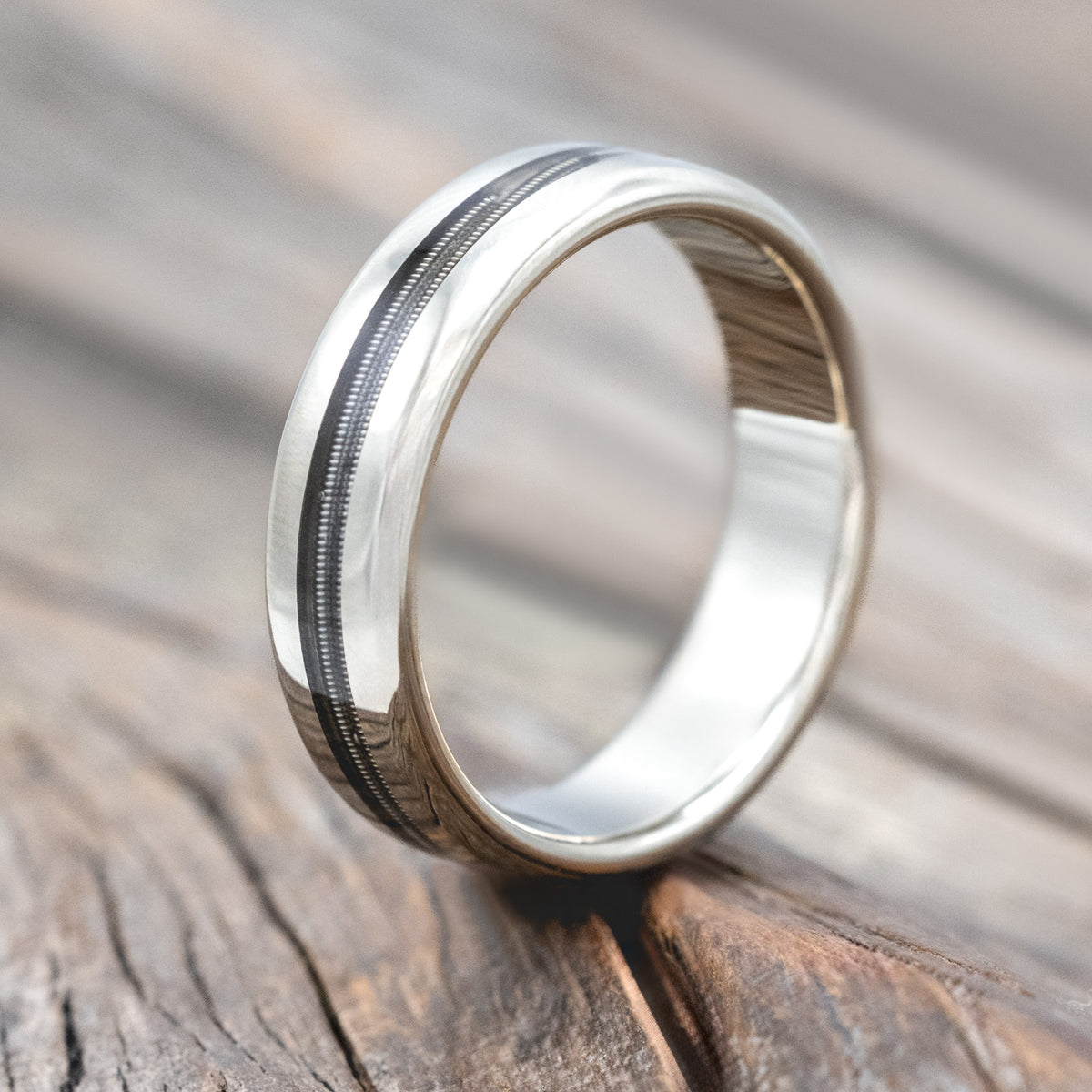 "Nirvana" Centered Guitar String Wedding Band | Staghead Designs