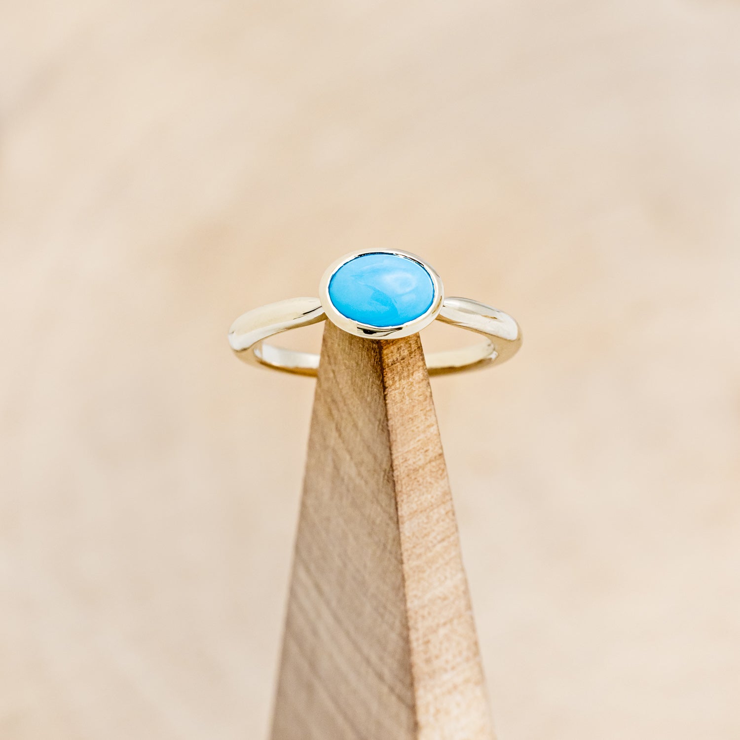 OVAL CABOCHON CUT BLUE BIRD TURQUOISE ENGAGEMENT RING