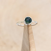 "Evelyn" Bezel Set Moss Agate Solitaire Engagement Ring with Tracer