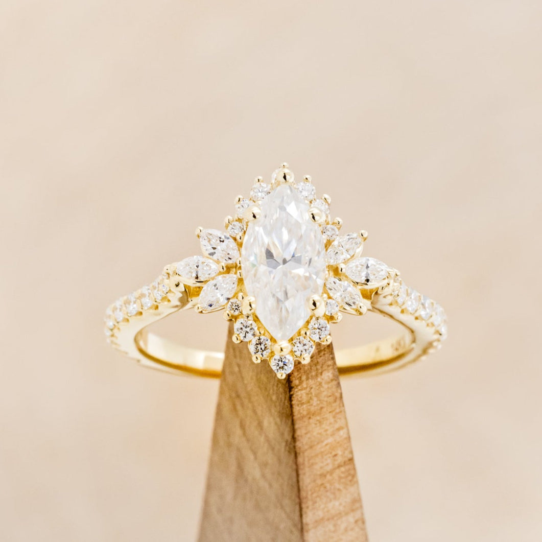 "Fritzi" Moissanite Engagement Ring with Diamond Accents in 14K Gold