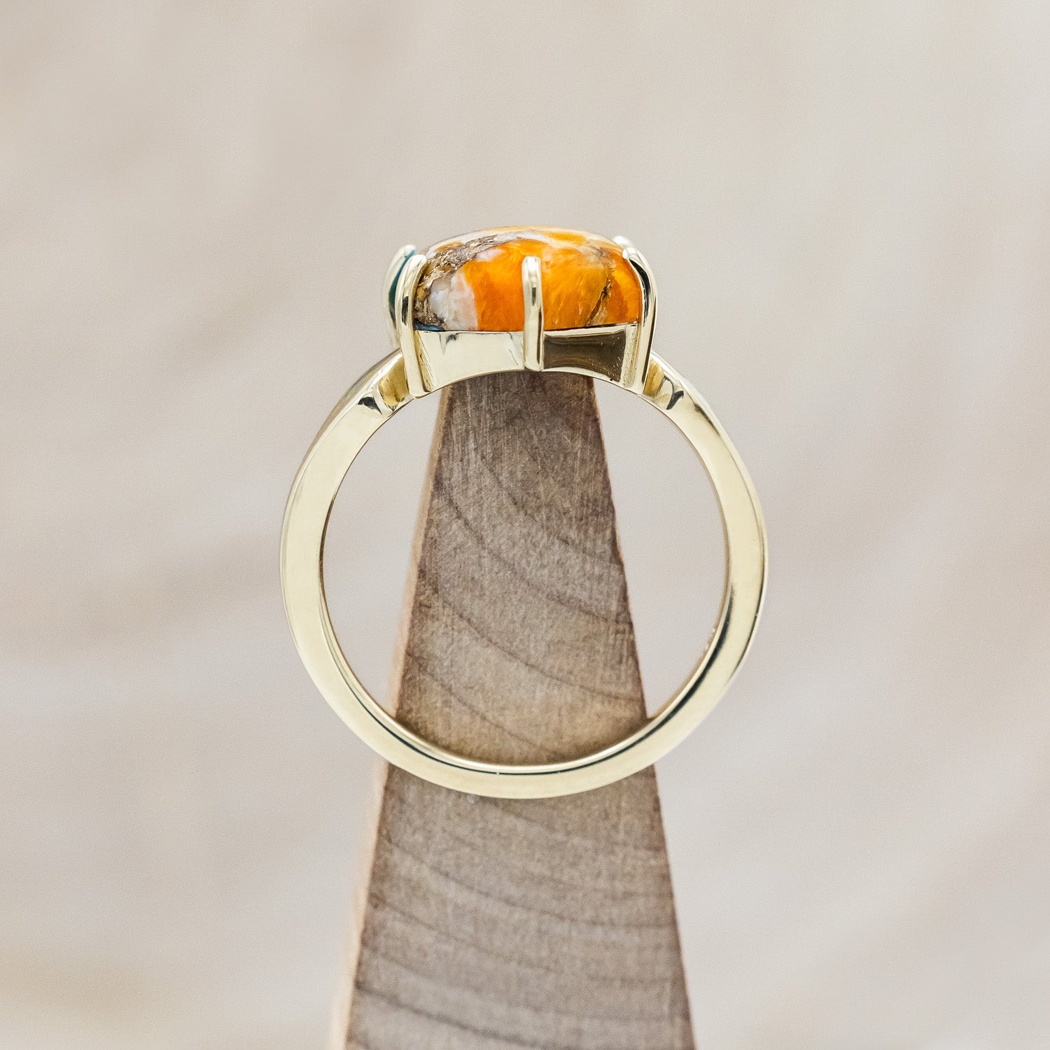 "Love Story" Spiny Oyster Turquoise Engagement Ring With Opal Inlays