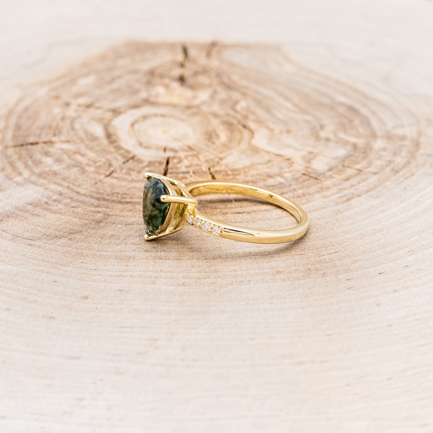"Piper" Moss Agate Engagement Ring And Tracer | Staghead Designs