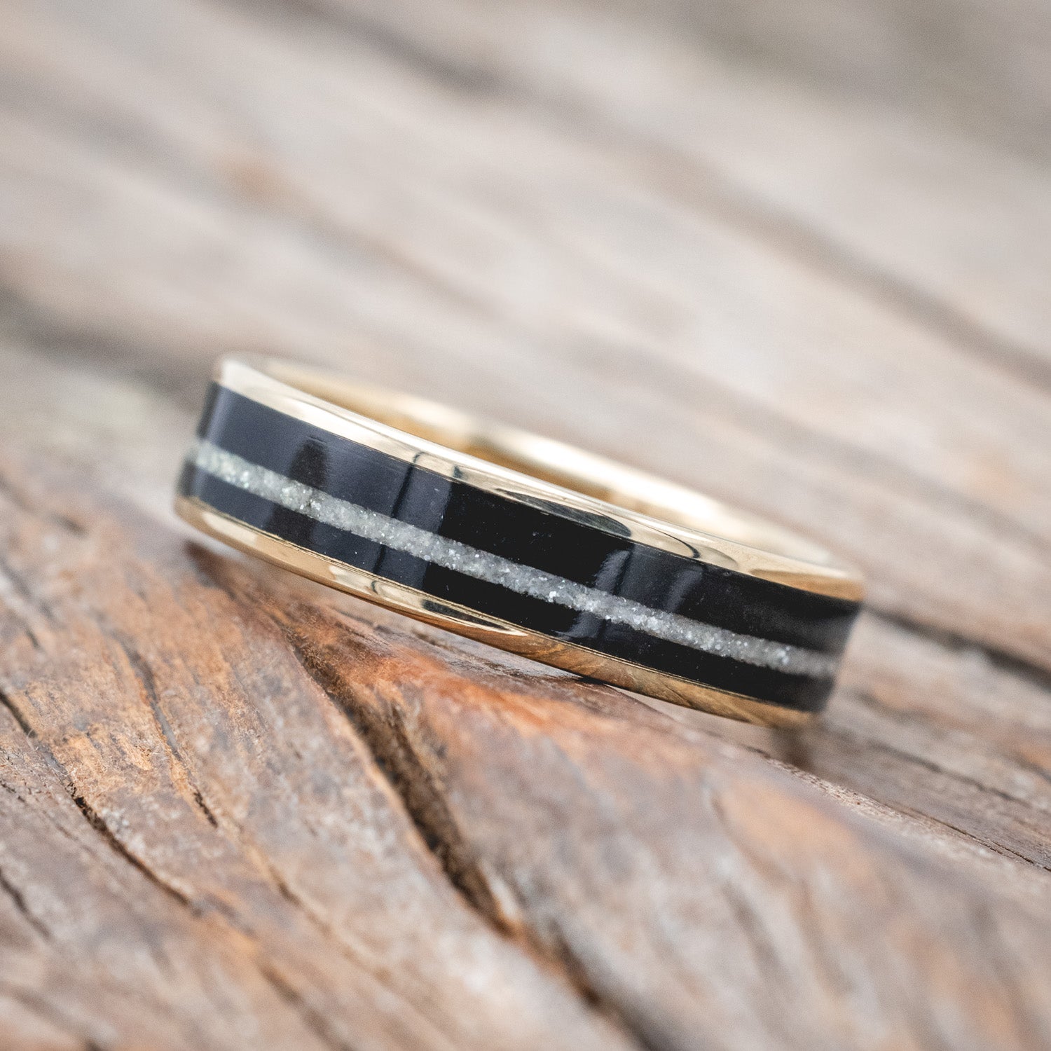 "RAINIER" - DIAMOND DUST & JET STONE WEDDING RING