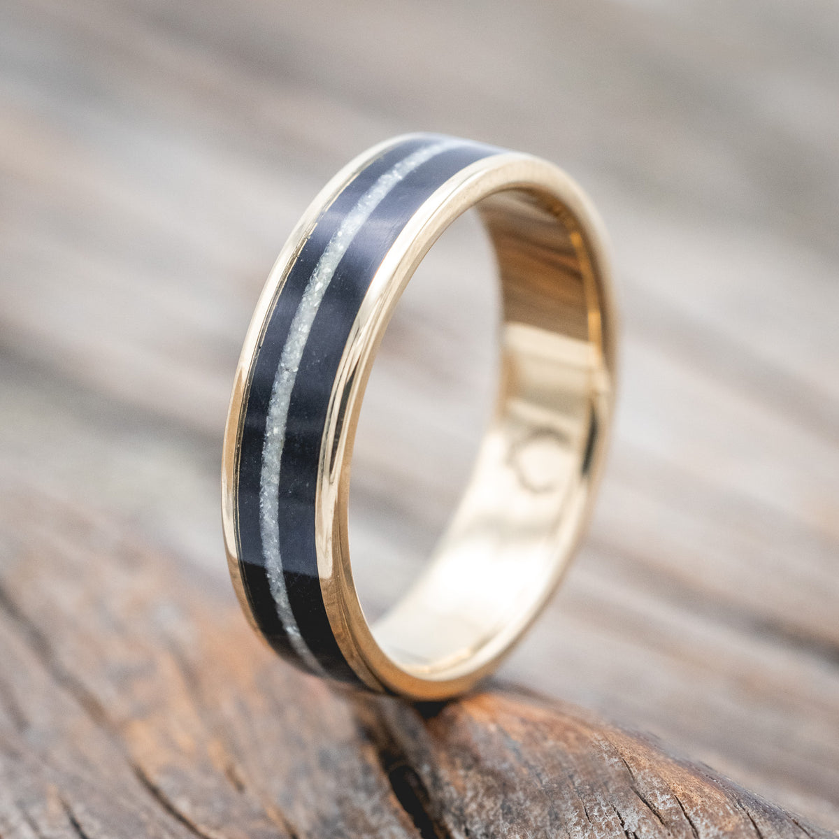"Rainier" - Diamond Dust & Jet Stone Wedding Ring