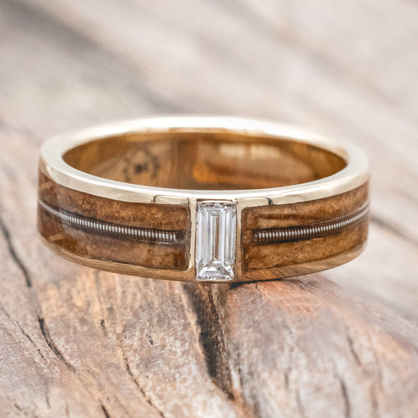 "Vaughan" Guitar String & Whiskey Oak Wedding Ring | Staghead Designs