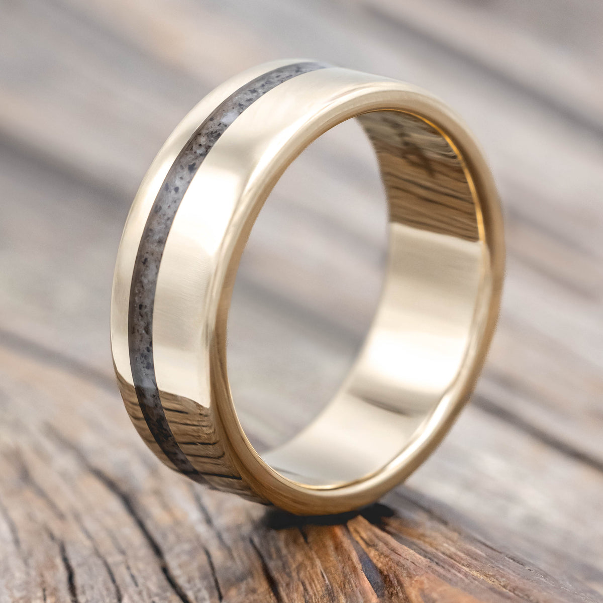 "Vertigo" Crushed Granite Wedding Ring in 14K Gold | Staghead Designs