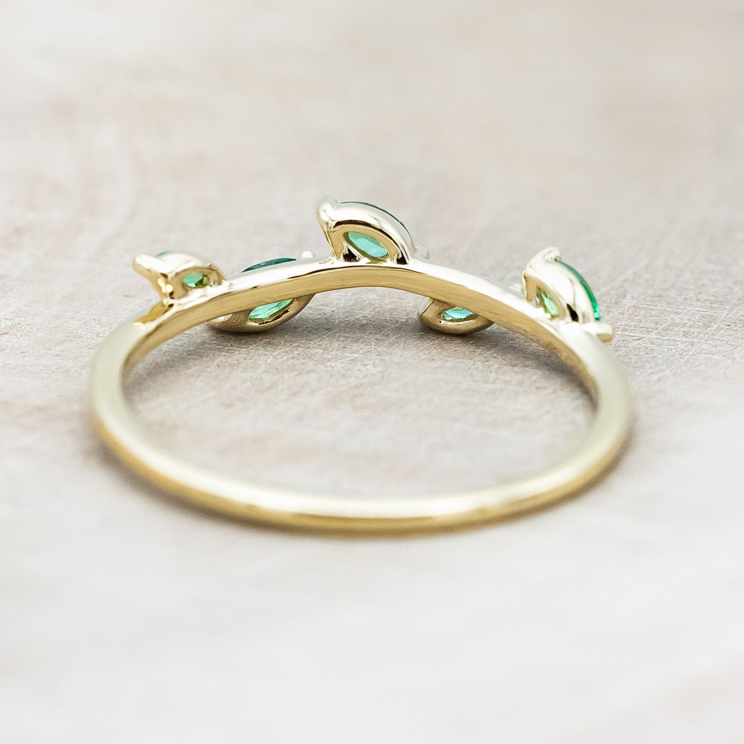 "Idhal" Marquise Lab-grown Emerald Leaf Ring | Staghead Designs