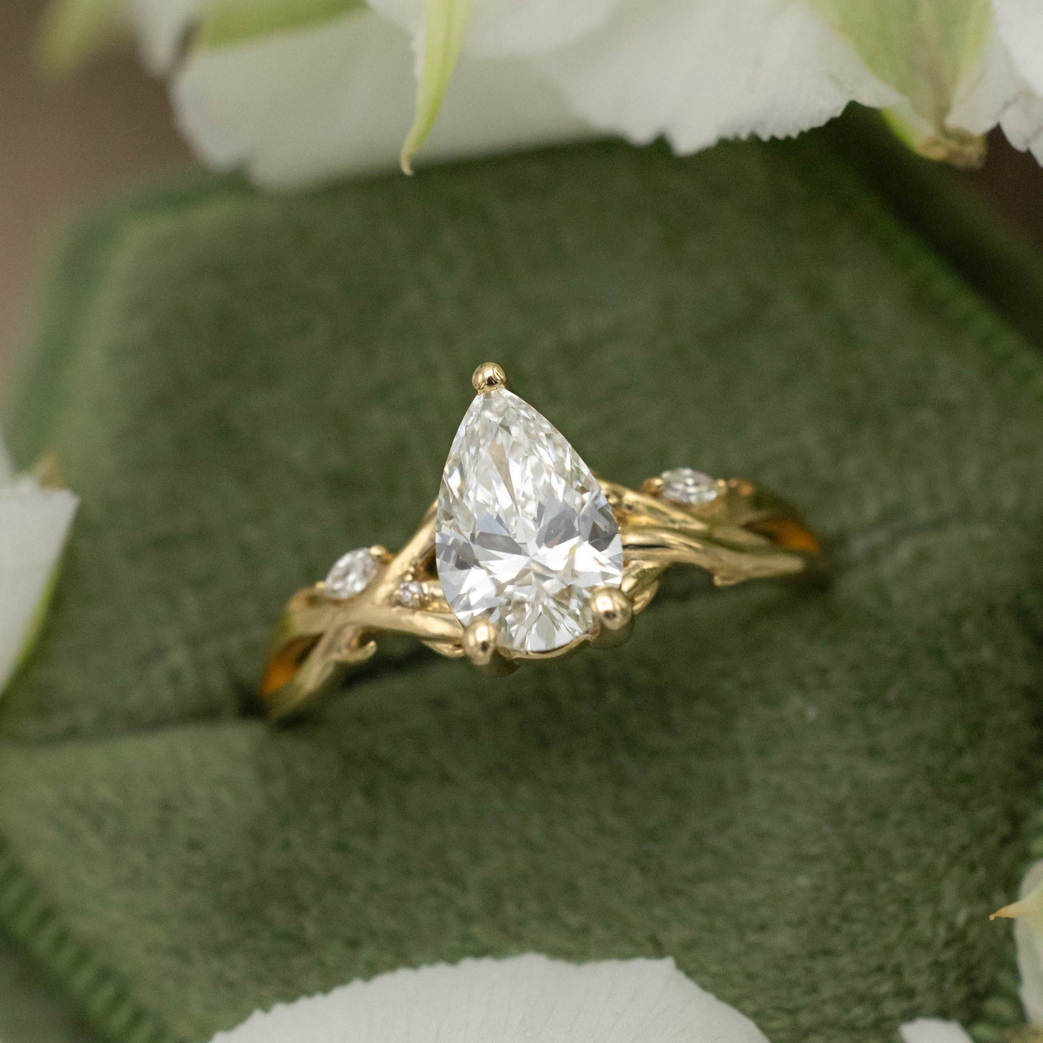One-Of-A-Kind "Tristan" Lab Diamond Engagement Ring With Branch Band