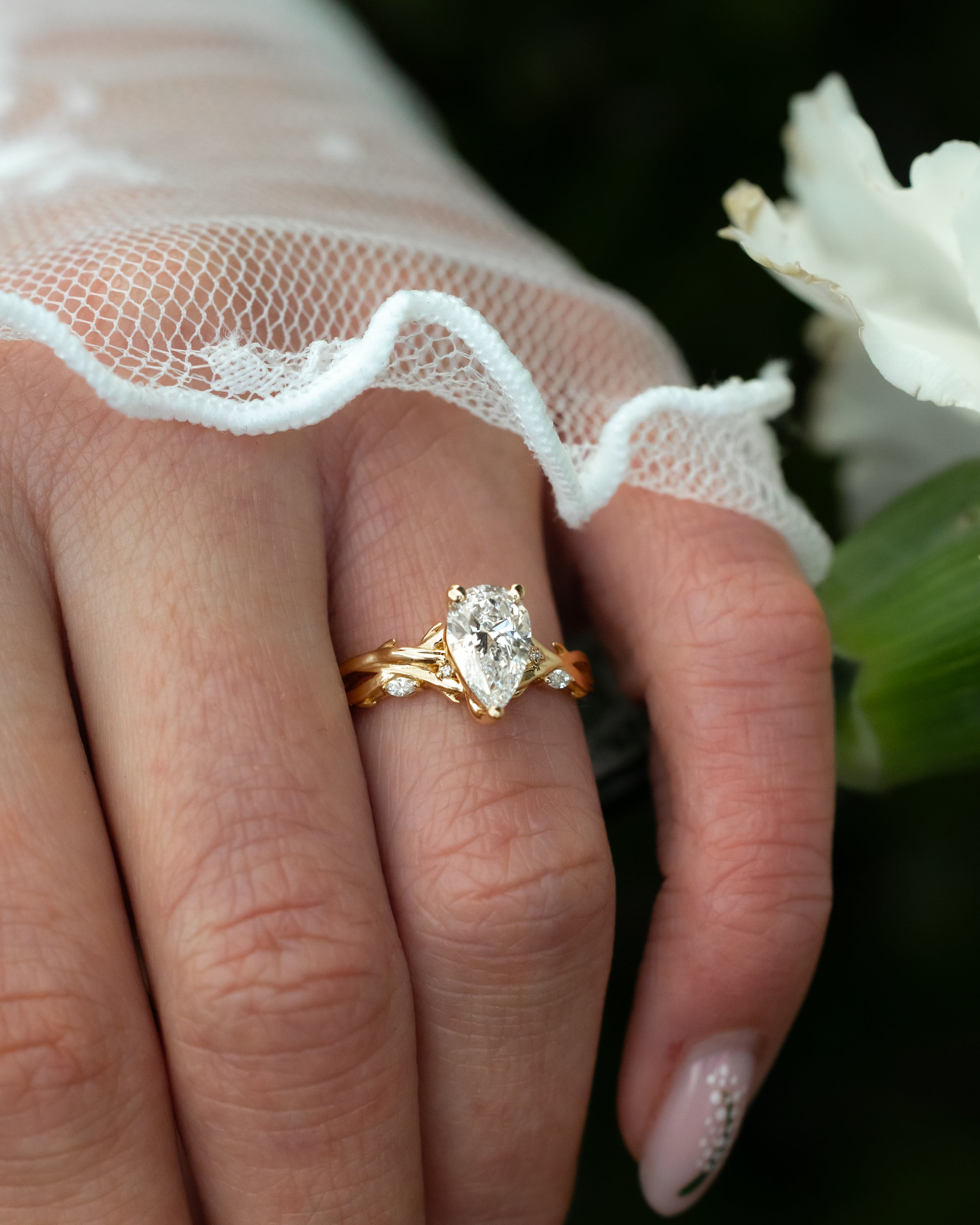 One-Of-A-Kind "Tristan" Lab Diamond Engagement Ring With Branch Band