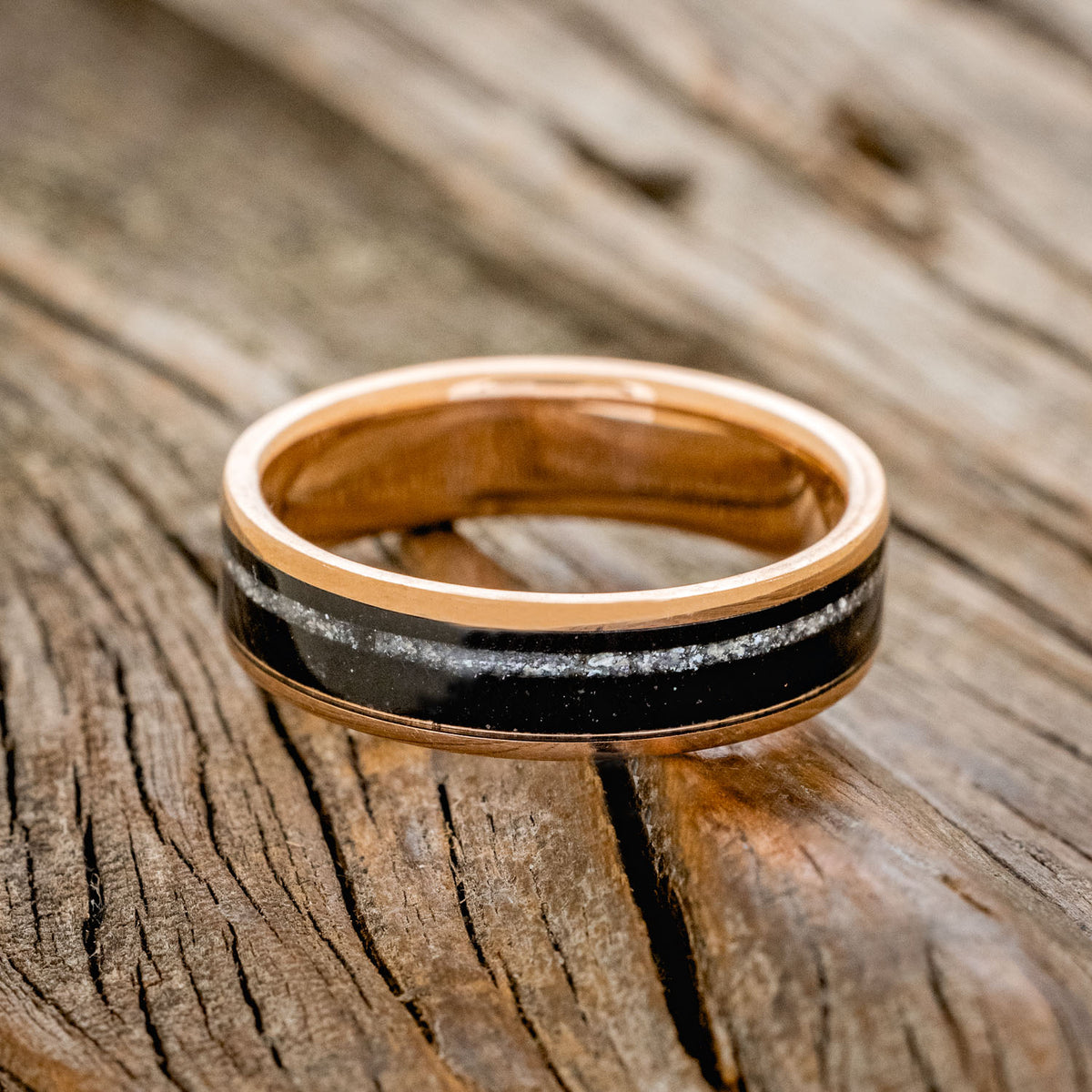 "Rainier" - Diamond Dust & Jet Stone Wedding Ring