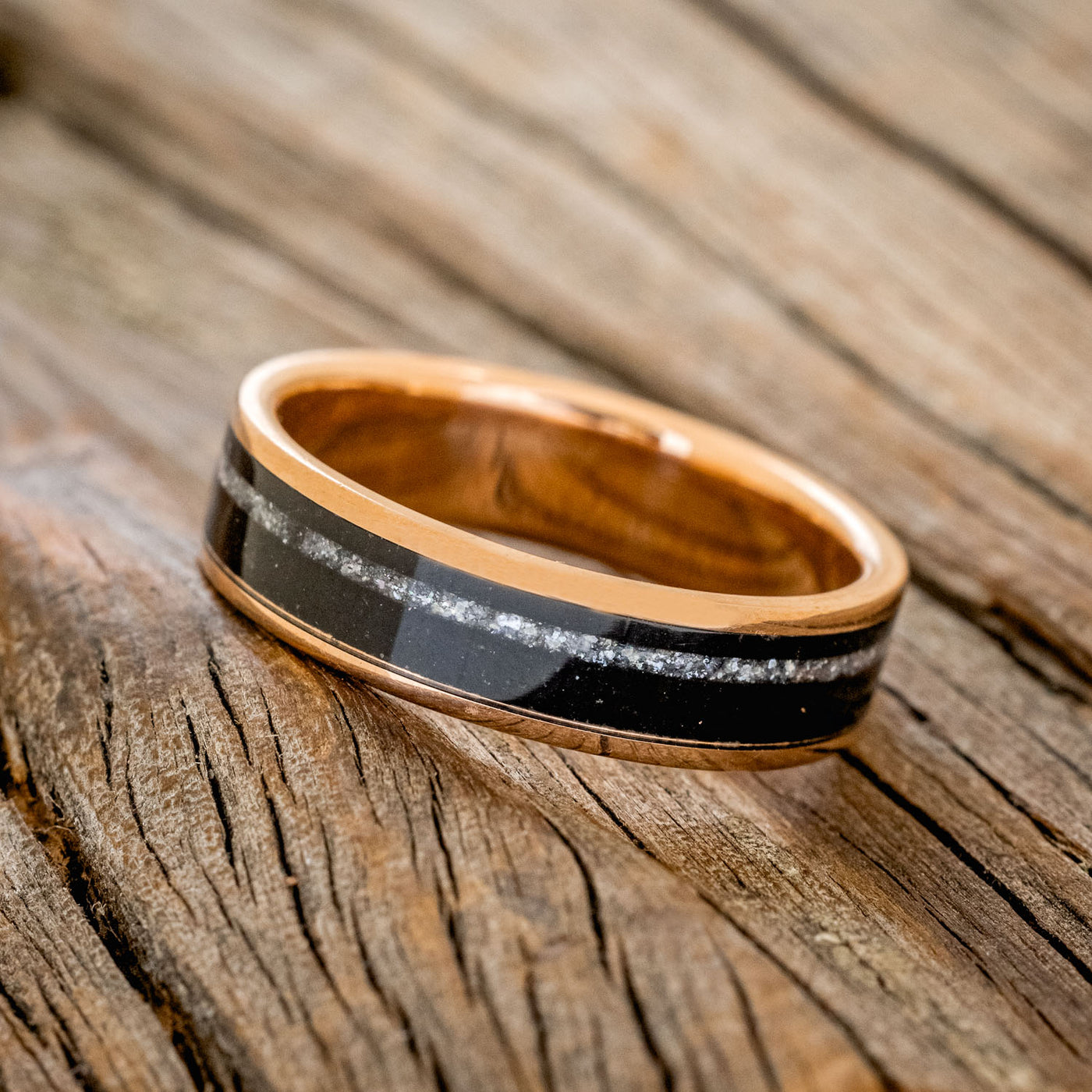 "Rainier" - Diamond Dust & Jet Stone Wedding Ring