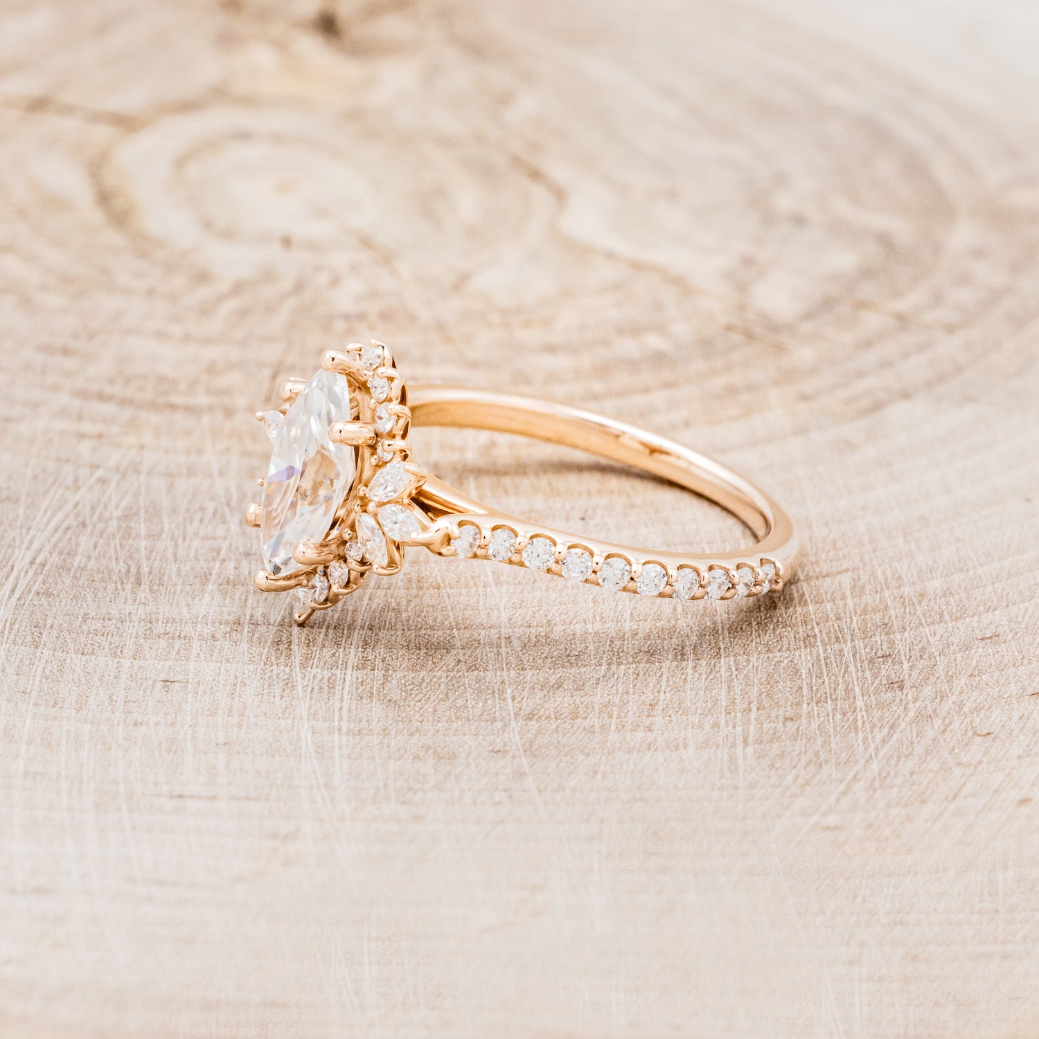 "Fritzi" Moissanite Engagement Ring with Diamond Accents in 14K Gold