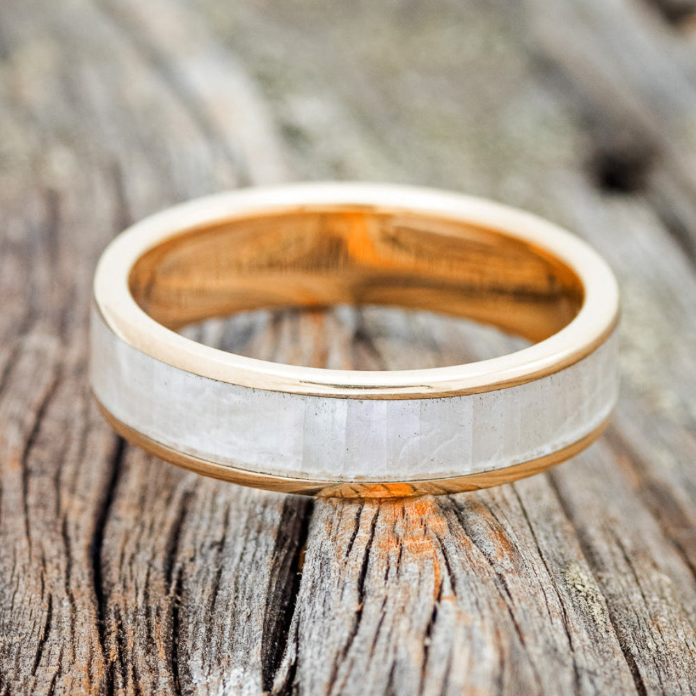 "RAINIER" - MOTHER OF PEARL WEDDING RING WITH A 14K GOLD BAND ...