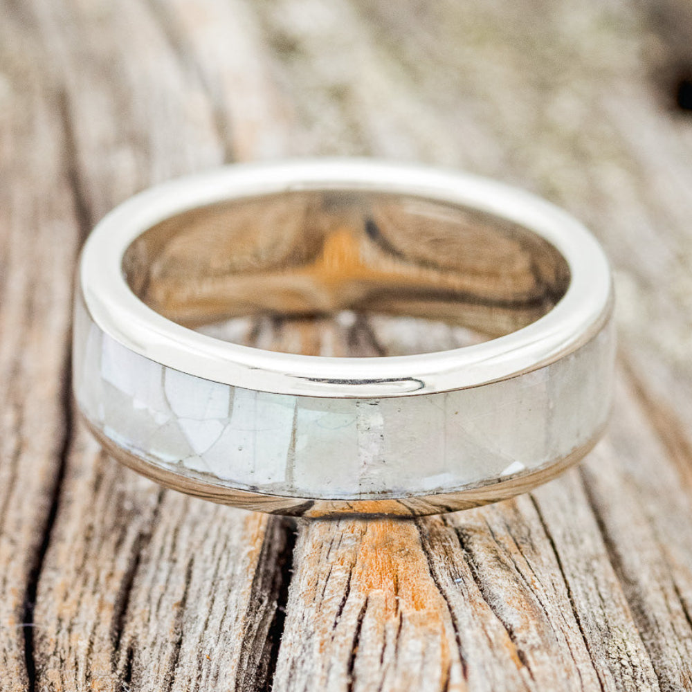 "RAINIER" - MOTHER OF PEARL WEDDING RING WITH A 14K GOLD BAND ...