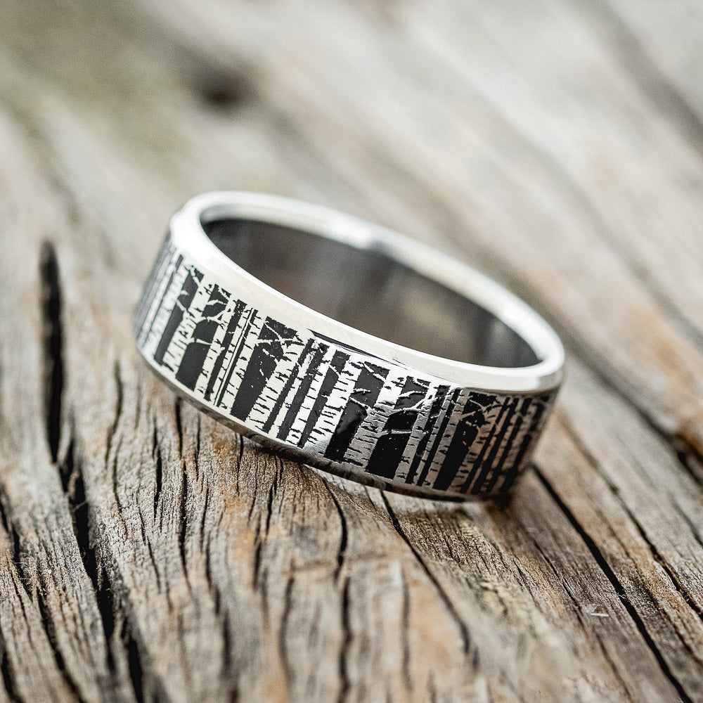 "Aspen" Embossed Aspen Forest Wedding Band | Staghead Designs