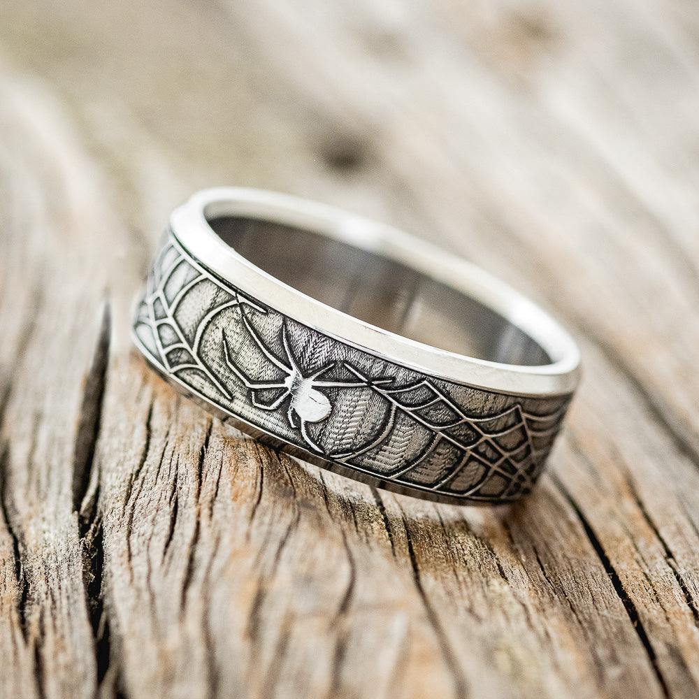 "Legacy" Channel Embossed Spider & Web Wedding Band | Staghead Designs