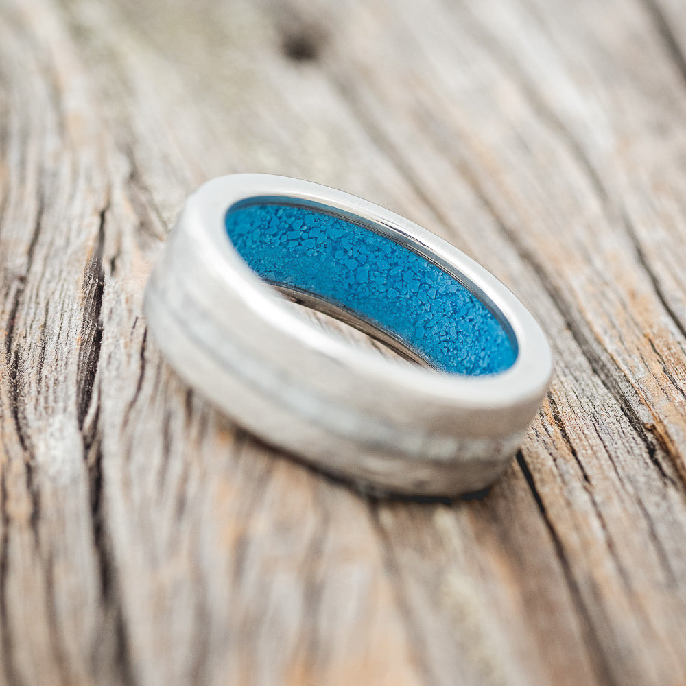 "Vertigo" Antler Wedding Ring With Turquoise Lining | Ready To Ship