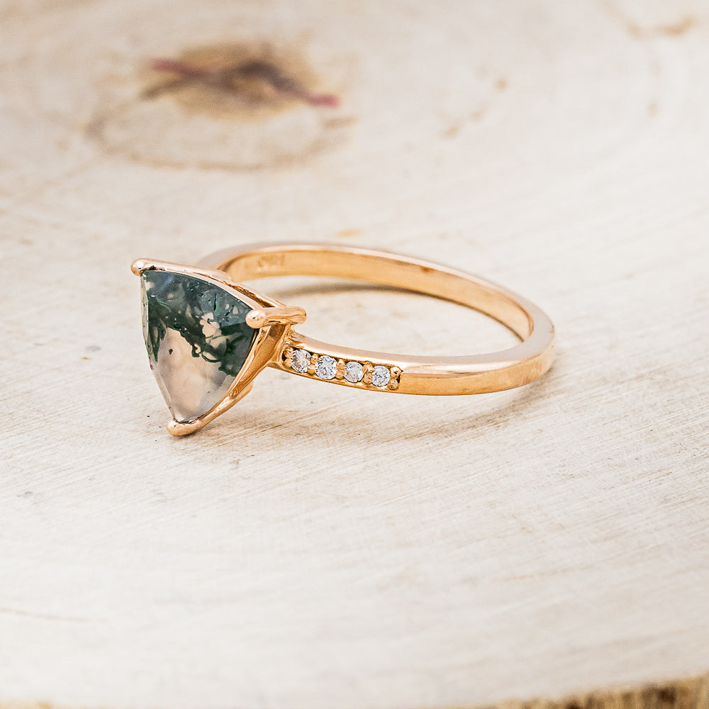 "Piper" Moss Agate Engagement Ring And Tracer | Staghead Designs