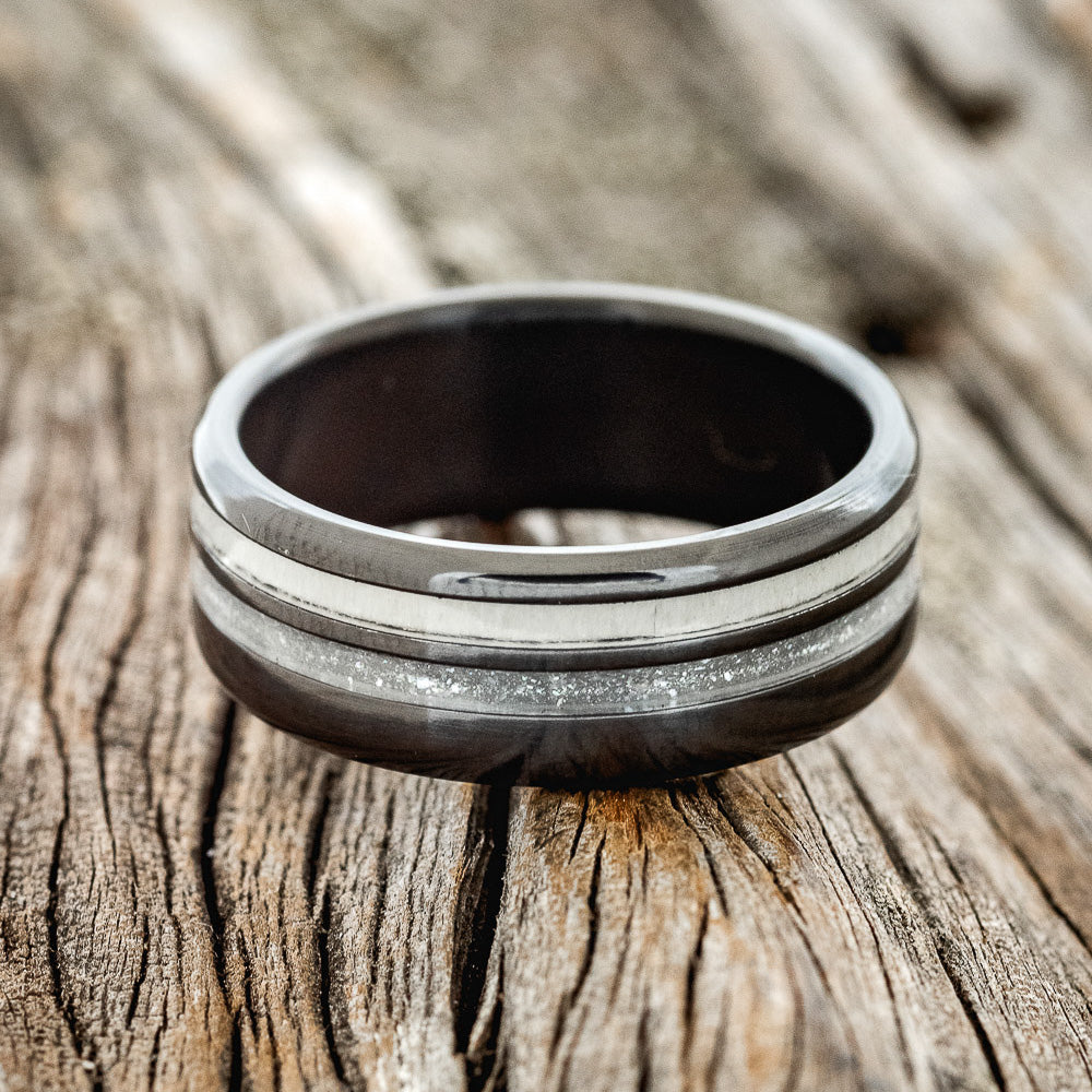 "Cosmo" Set of Antler & Diamond Dust Wedding Bands | Staghead Designs