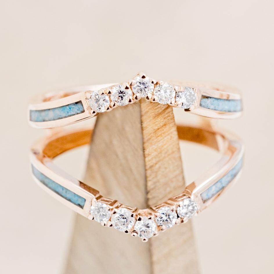 "RAYA" RING GUARD - CRUSHED TURQUOISE RING GUARD WITH DIAMOND ACCENTS