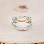 "RAYA" RING GUARD - CRUSHED TURQUOISE RING GUARD WITH DIAMOND ACCENTS