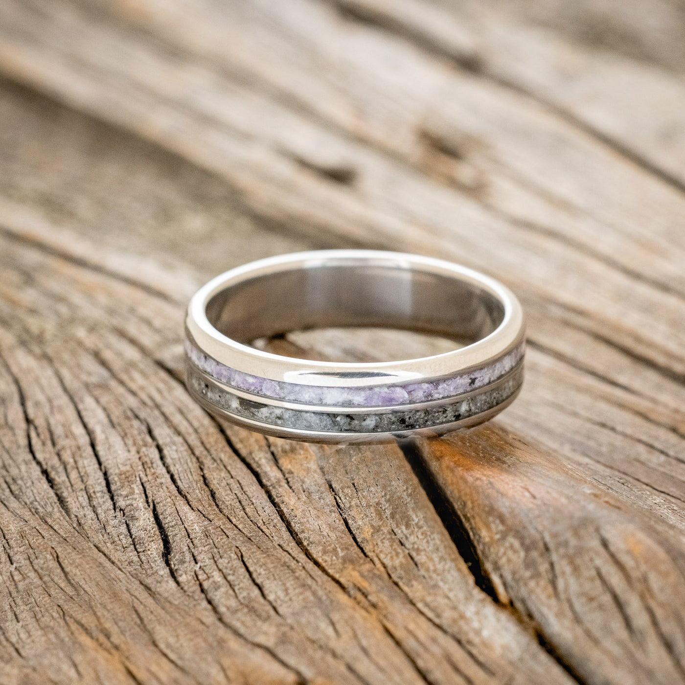 "Cosmo" - Charoite & Moonstone Wedding Ring