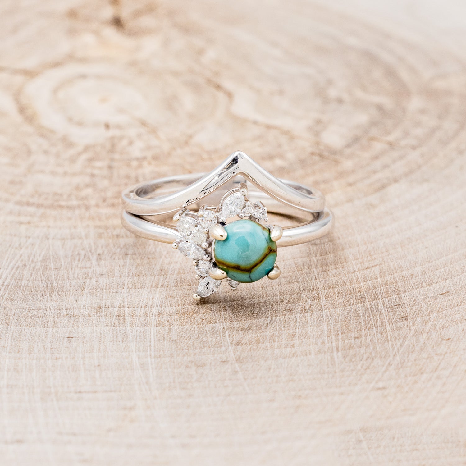 "AURAE" - ROUND CUT TURQUOISE ENGAGEMENT RING & TRACER