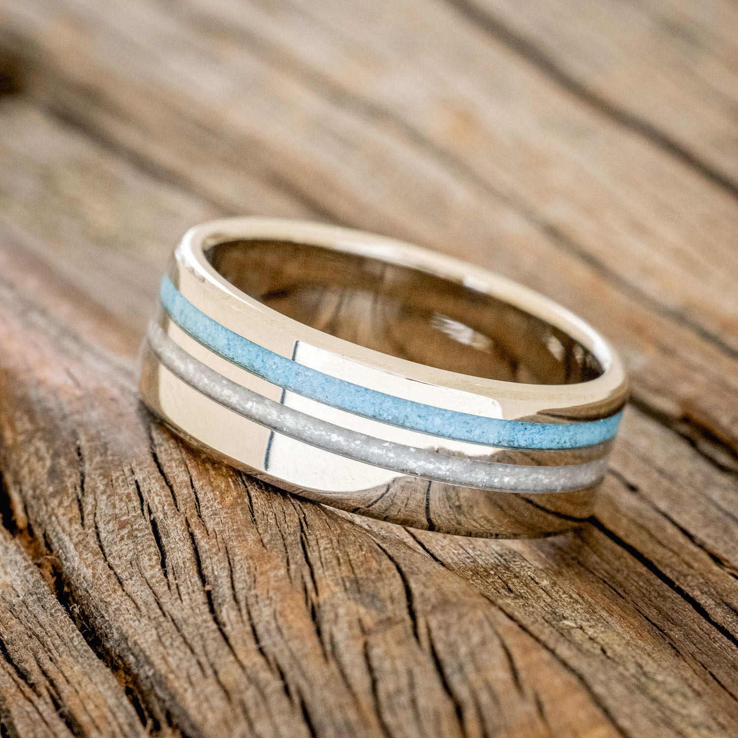 "COSMO" - DIAMOND DUST & TURQUOISE WEDDING BAND