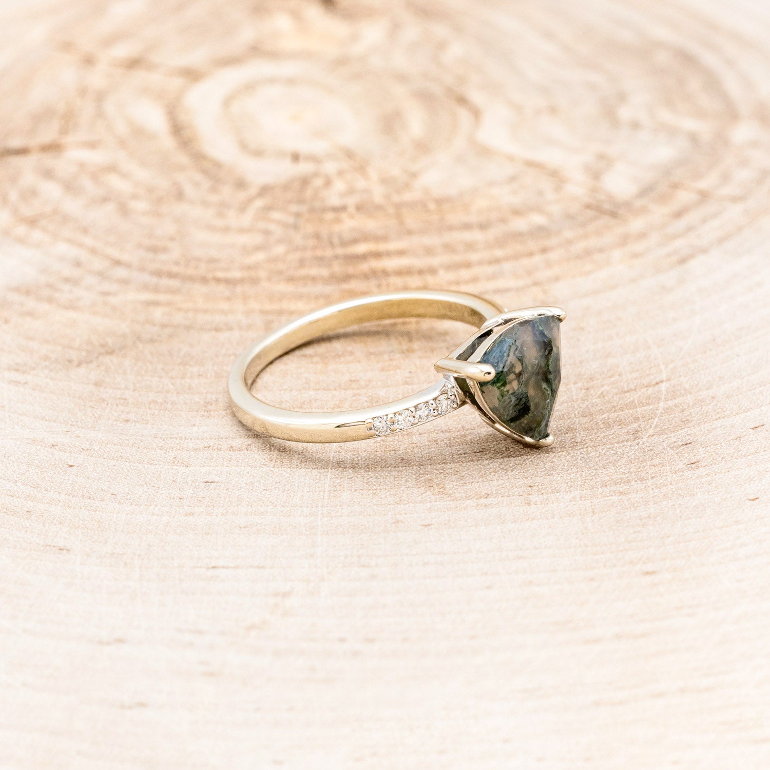 "Piper" Moss Agate Engagement Ring And Tracer | Staghead Designs